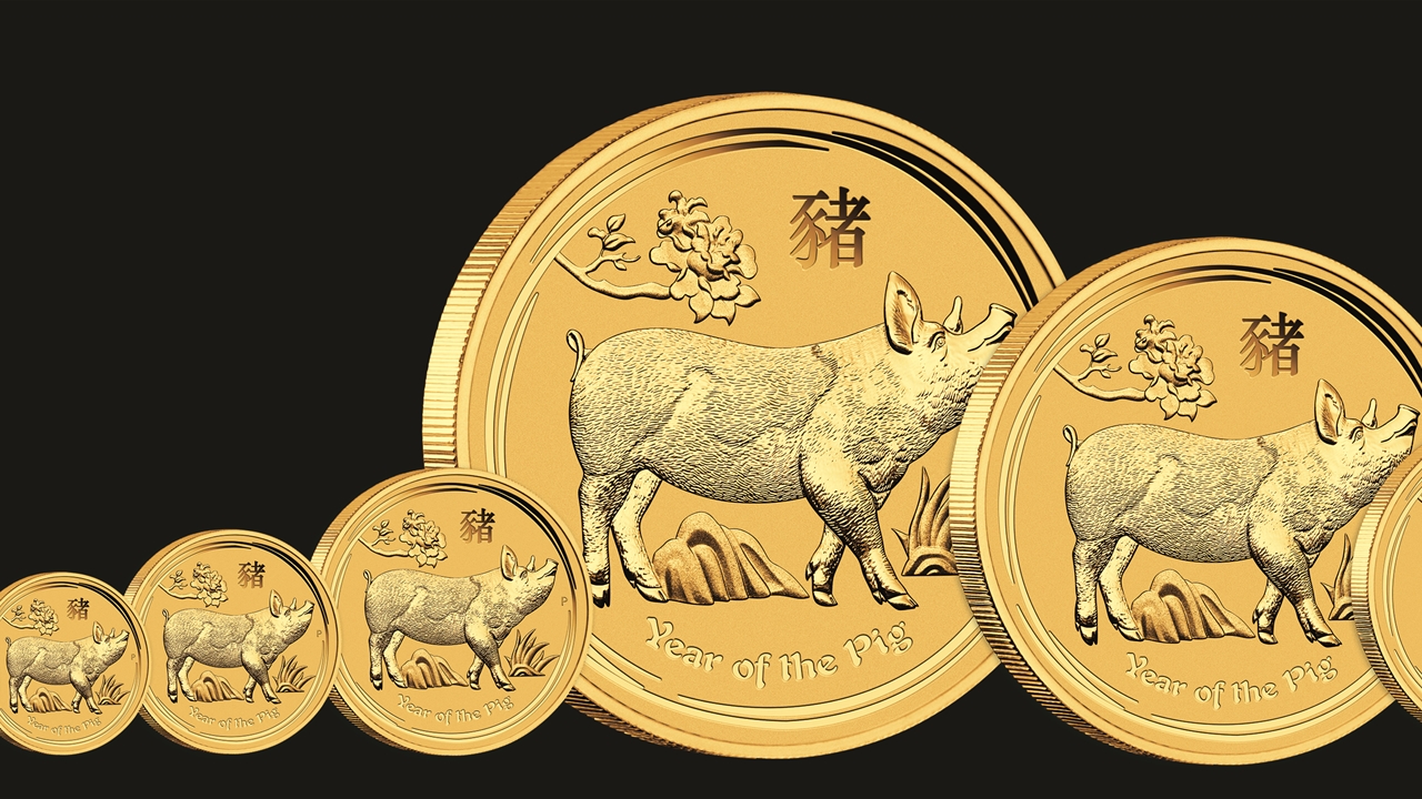Bullion List - Gold - 1/2oz Perth Mint Gold Lunar Pig Coin 2019
