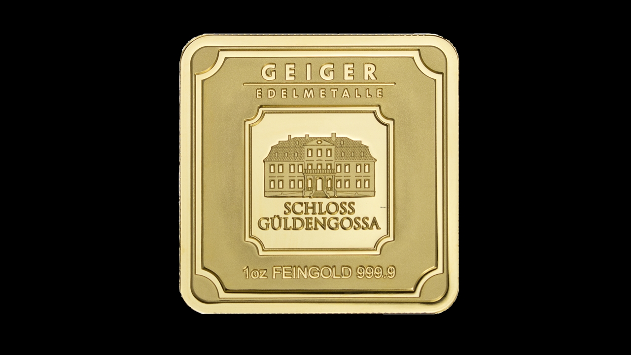 Bullion List - Gold - 1oz Gold Geiger Square Bar (Capsule)