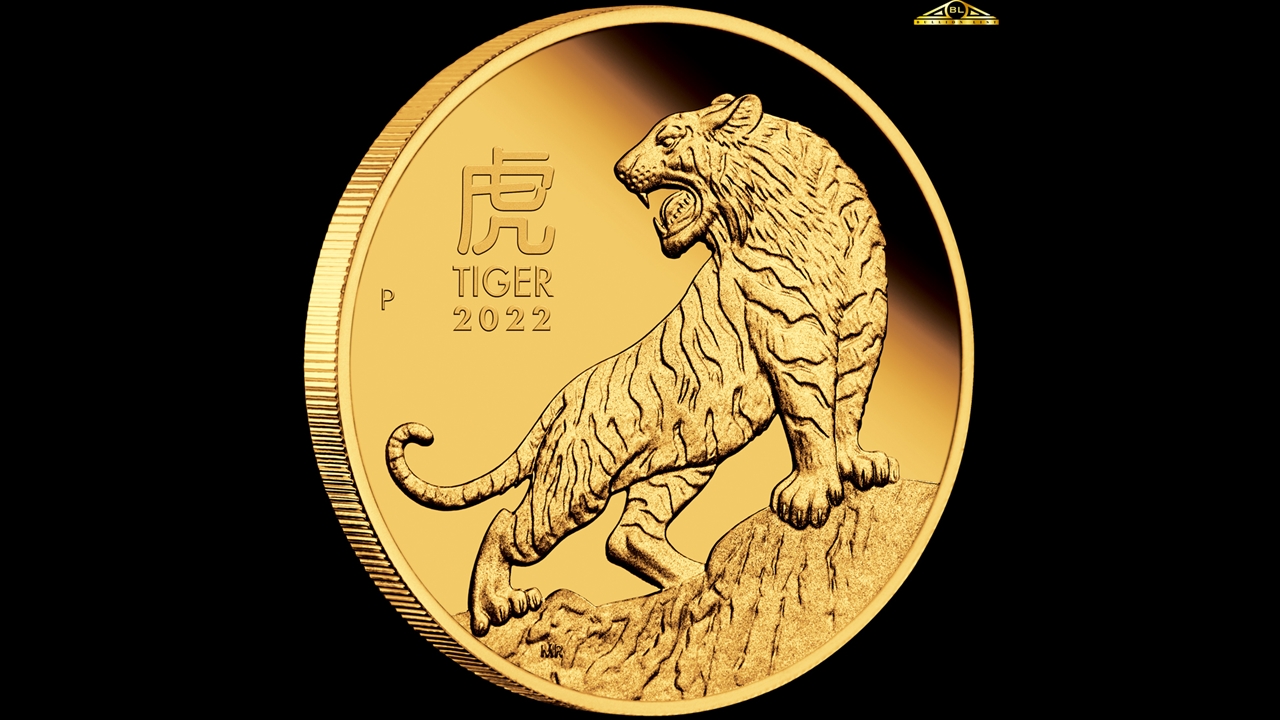 Bullion List - Gold - 1/4 oz Perth Mint Gold Tiger Proof Coin 2022