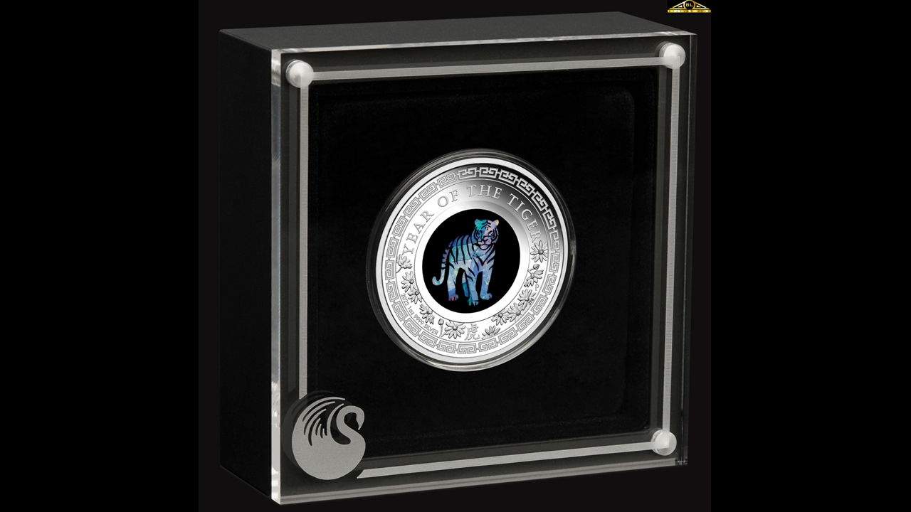 Bullion List - Silver - Perth Mint - 1oz PM Silver Tiger Opal coin 2022