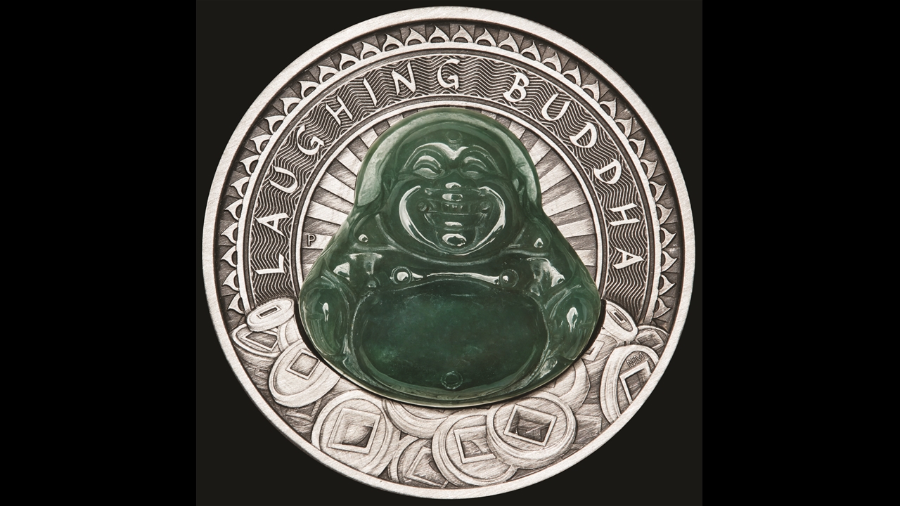 Bullion List - Silver - 1oz Perth Mint Laughing Buddha Antiqued Coin 2019