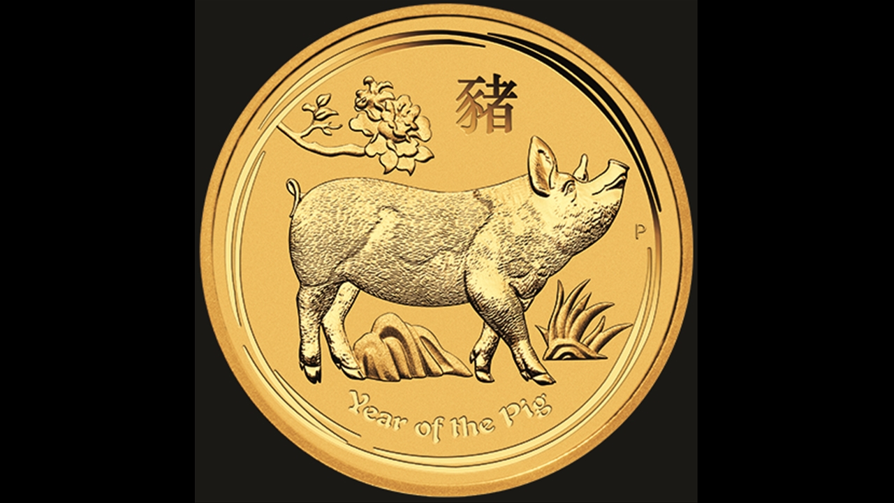 Bullion List - Gold - 1/4oz Perth Mint Gold Lunar Pig Coin 2019