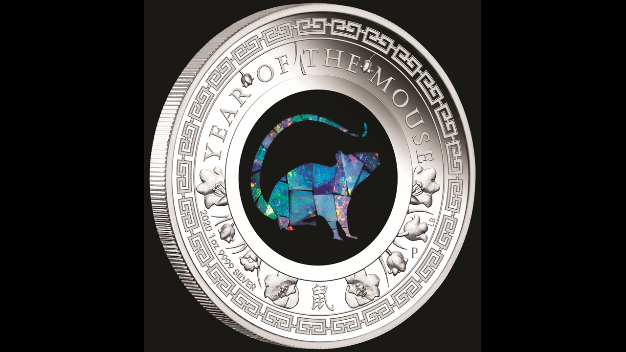 Bullion List - Silver - 1oz Perth Mint Silver Lunar Mouse Opal Coin 2020