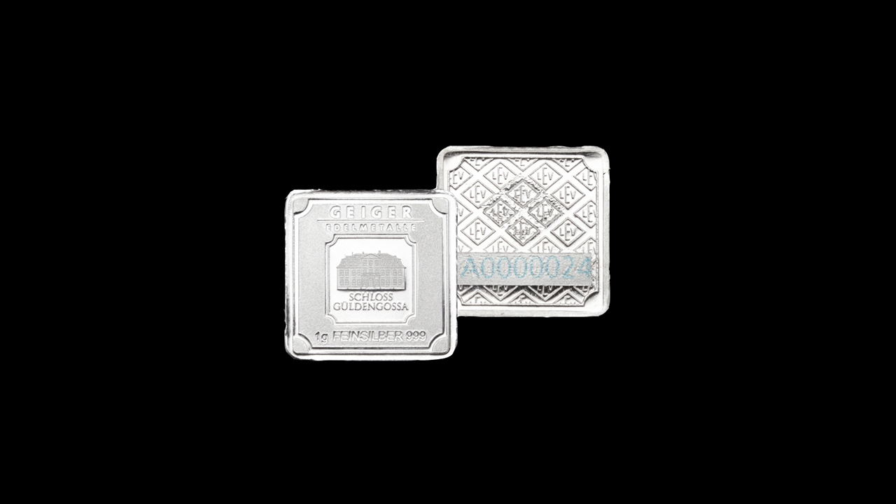Bullion List - Browse - 1g x25 Geiger Silver Square Bar (Capsule)