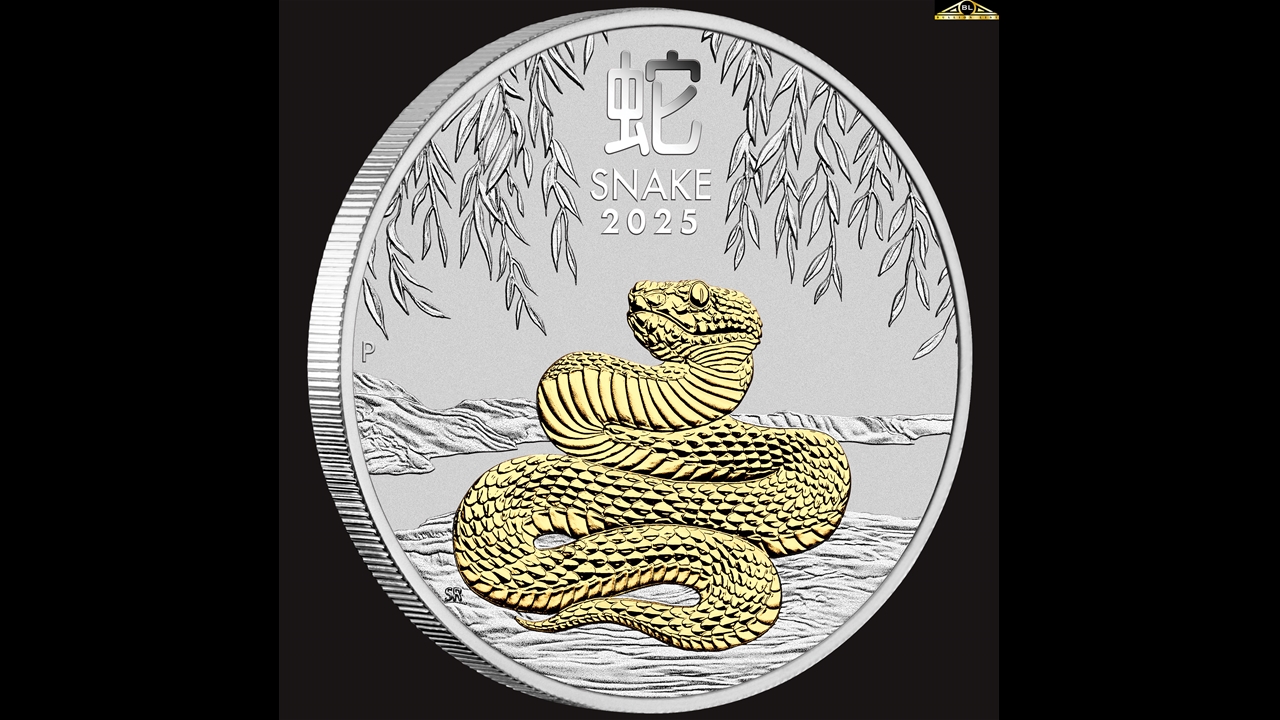 Bullion List - Silver - 1oz Silver Gilded Snake Coin in Capsule